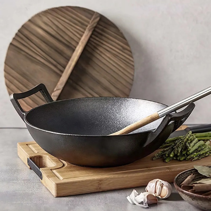 Dreamfire® kaanega malmist wok pann 36cm - Puhas Grill